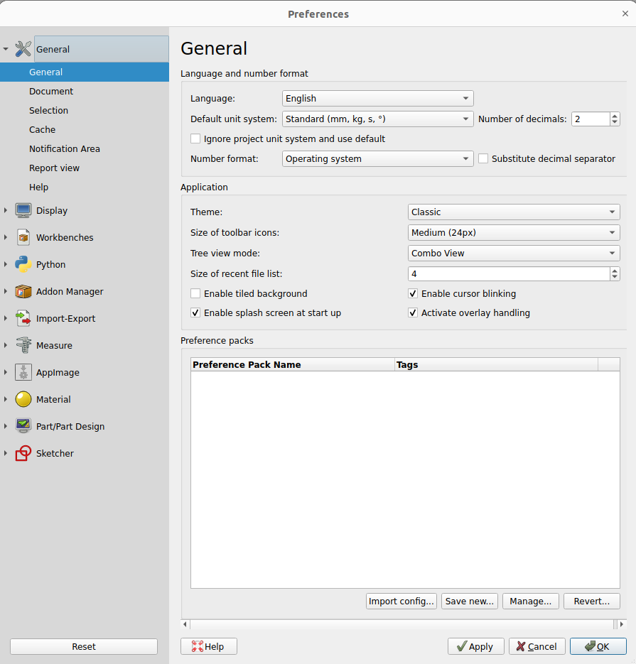 General category, General tab